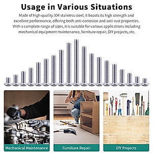 1/4-20 x 2-1/2" Button Head Socket Cap Bolts Screws, 304 Stainless Steel 18-8, Allen Hex Drive, Bright Finish, Fully Machine Thread, Pack of 20