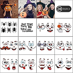 60 Pieces Halloween Pumpkin Stickers Jack O Lantern Pumpkin Decorating Face Stickers for Halloween Trick or Treat Party Favors Decorations