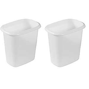 Rubbermaid Vanity Trash Can/Wastebasket, 1.5-Gallons/6-Quarts, White, Small Bathroom/Bedroom/Office Trash can, Fits Under Desk/Sink (Pack of 2)