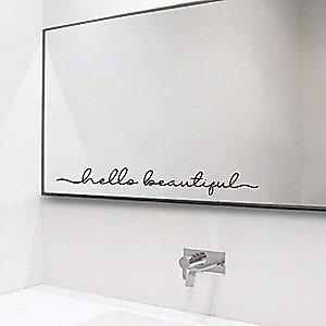 ZLKAPT Hello Beautiful Inspirational Quotes Mirror Decal 18"x2.3" Vinyl Decal