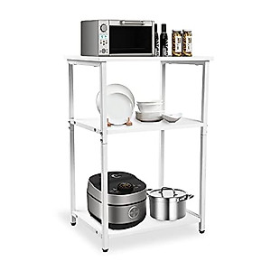 NO MORE TAG 3 Tier End Tables, 3 Shelf Wooden Storage Shelf Small Bedside Table for Office, Premium Wood Coffee Table for Living Room, Kitchen, Home Office, Balcony (White， 1pcs)