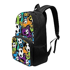 PORCLAY Soccer Backpack for Girls Boys Preschool Elementary School Bookbag College Cute Aesthetic Preppy Cute Book Bag Lightweight Laptop Rucksack Daypack