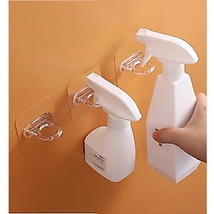 LADYMOON Adhesive Spray Bottle Holder,Set of 10,Wall Hooks Without Nails,Bathroom and Kitchen Adhesive Hooks for Hanging,Curtain Rod Holder,Storage of Small Objects, Etc…