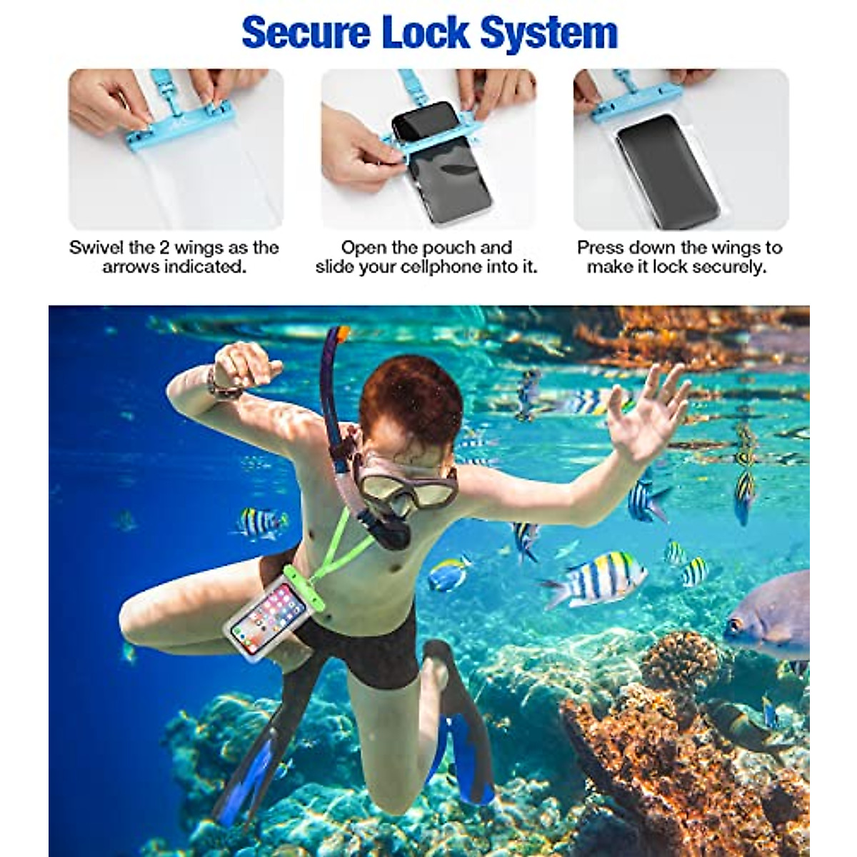 MoKo Universal Waterproof Phone Pouch 6Pack, IPX8 Phone Case Dry Bag Compatible with iPhone 14 13 12 11 Pro Max, XS Max/XR/SE 3, Galaxy S21 Ultra, Note 10 Plus/20 Ultra