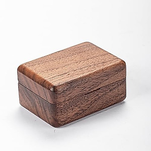 muso wood Handmade Ring Box, Small Rectangular Ring Case for Proposals, Walnut Ring Box for Wedding, Mini Engagement Ring Box (Double slot)