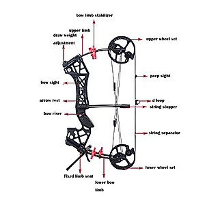 Dual-Purpose Compound Bow Hunting Catapult Bow for Steel Ball and Arrow, Draw Weight 40-65lbs Adjustable,Short-Axis Compound Bow,Left/Right Hand Avalible (bow set)