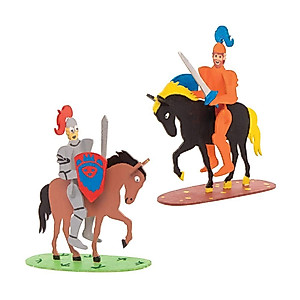 Baker Ross FE277 Knight Woodcraft Kits - Pack of 4, Wooden Crafts for Children to Decorate and Display, Kids Educational Activity
