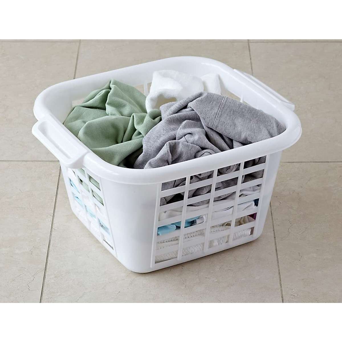 ADDIS 505976 24 Litre Square Laundry Basket, White