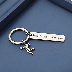 MYOSPARK Volleyball Keychain Volleyball Team Gift Hustle Hit Never Quit Keychain Gift For Volleyball Coach Players (Quit Keychain)