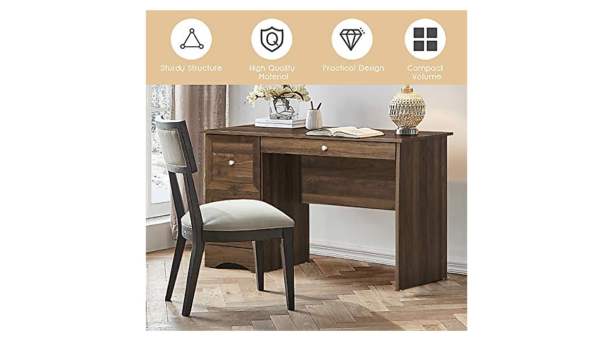 Compact Vintage Computer Desk with Ample Storage