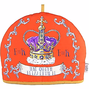 Muldale Queen Elizabeth Tea Cozy for Teapot Insulated - Crown Design - Large Teapot Cover for Keeping Warm - English Tea Cosy - 100% Cotton with Extra Thick Wadding - 2-6 Cups