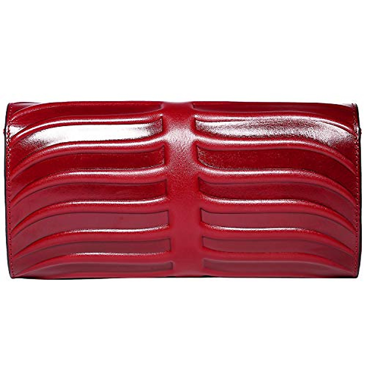 PIJUSHI Womens Designer Leaf Clutch Purse Leather Shoulder Crossbody Bag for Women (22290 Red)