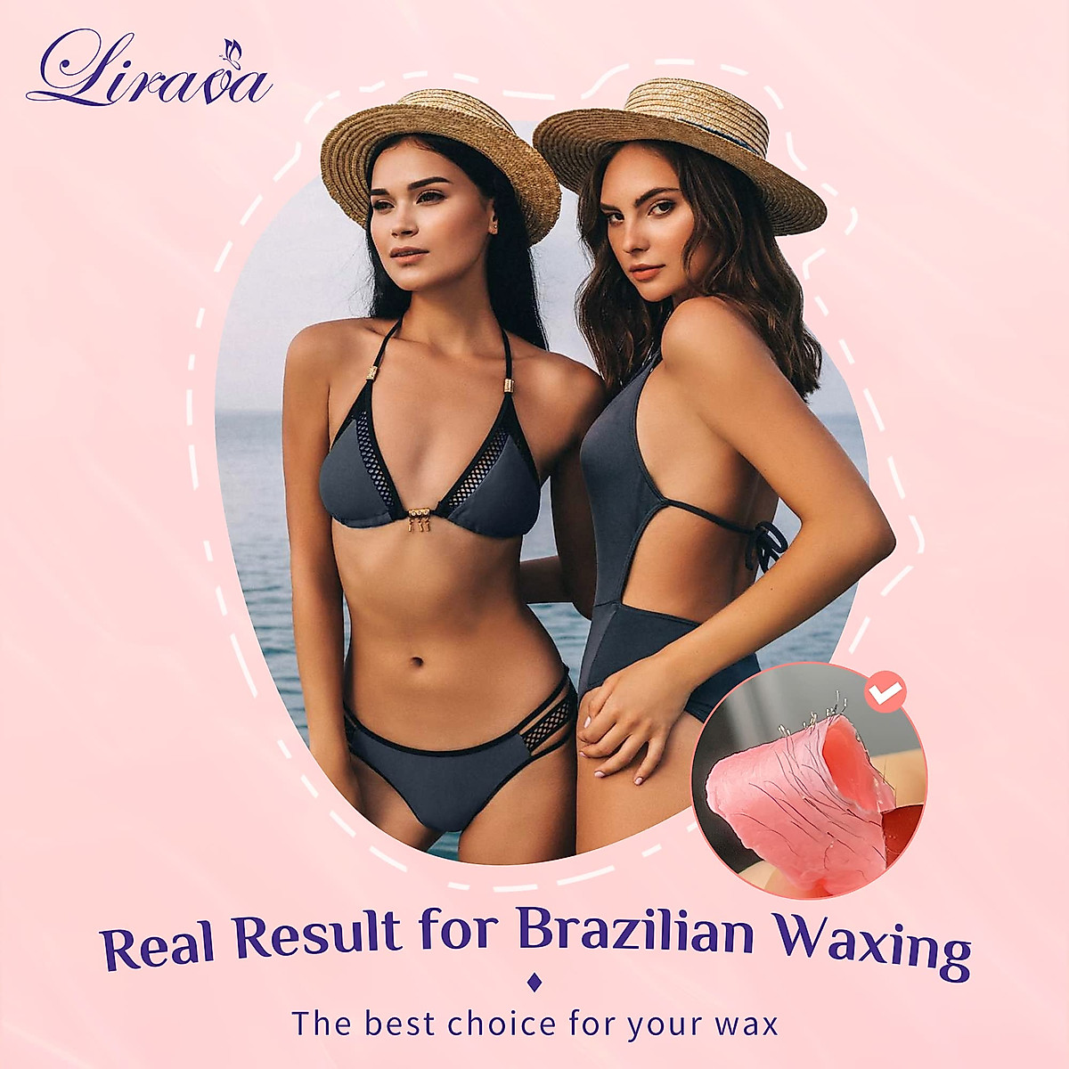 Lirava Hard Wax Beads for Hair Removal 2.5lb, Brazilian Wax beans (Coarse Body Hair Specific) for Full body, Bikini, Underarms, Back, Chest, At Home Waxing Beads Large Refill for Women Men