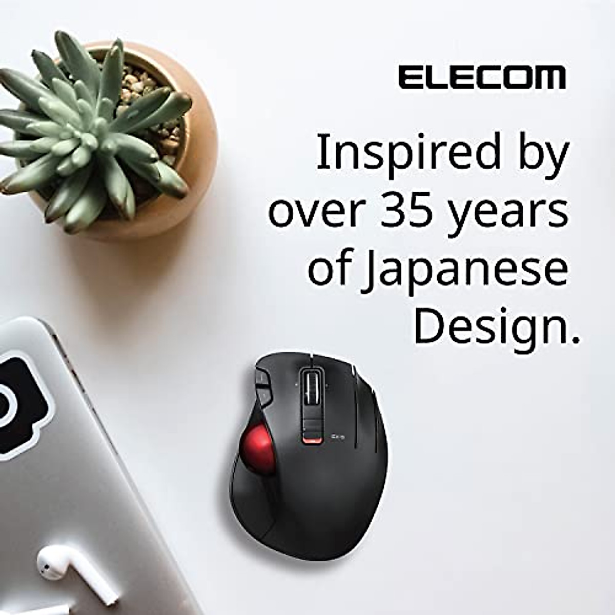 ELECOM EX-G Trackball Mouse, 2.4GHz USB Wireless, Ergonomic Design, Thumb Control, Smooth Precise Tracking Roller Ball, 6 Programmable Buttons, Tilt Scroll, Computer Mice for Laptop PC, Windows & Mac