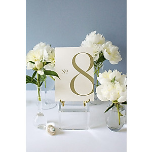 Weekend Paper Co.™ Modern Table Numbers, Single Sided 4x6 Modern Design, Gold Matte Ink, Numbers 1-25 for Your Wedding, Reception, Anniversary, Birthday Party or Any Celebration! (Matte Gold)