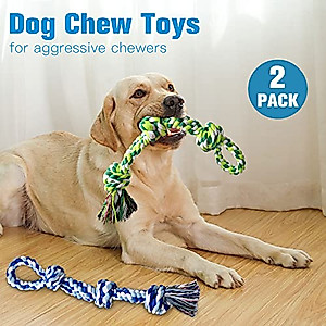 UPSKY Dog Rope Toys 2 Nearly Indestructible Dog Toys, Dog Toy for Medium to Large Breed, Dental Cleaning Chew Toys, Dog Tug Toy for Boredom, Dog Grinding Teeth, Dog Rope Toy for Aggressive Chewers