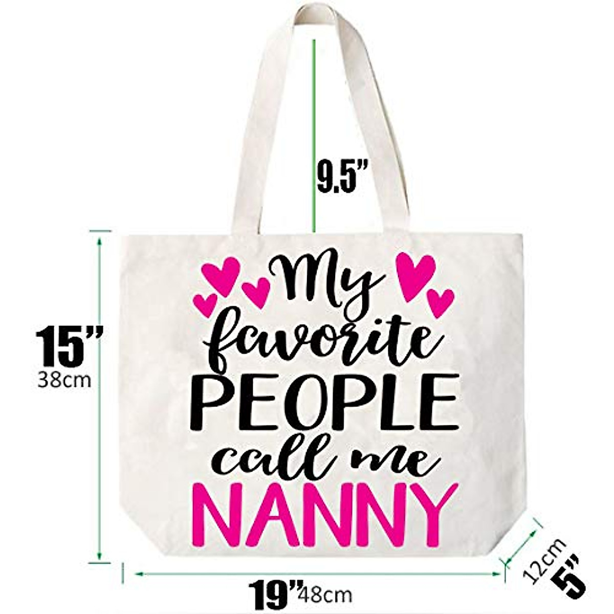 COCOVICI Nanny Tote Bag | My Favorite People Call Me Nanny | Grandma Gifts | Nanny Gifts | Nanny Christmas Gift | Christmas Gift from Grandkids