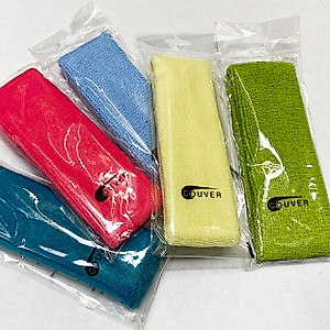 Couver Breast Cancer Awareness Terry Solid Color Headband/Sweatband - 4 Pieces(Light Pink with Ribbon)