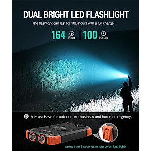 2 Pack 𝙐𝙥𝙜𝙧𝙖𝙙𝙚 Solar Powered Cell Phone Charger with Super-Strong Magnets 10,000mAh Waterproof Bakcup Battery for Camping (Green+Orange)