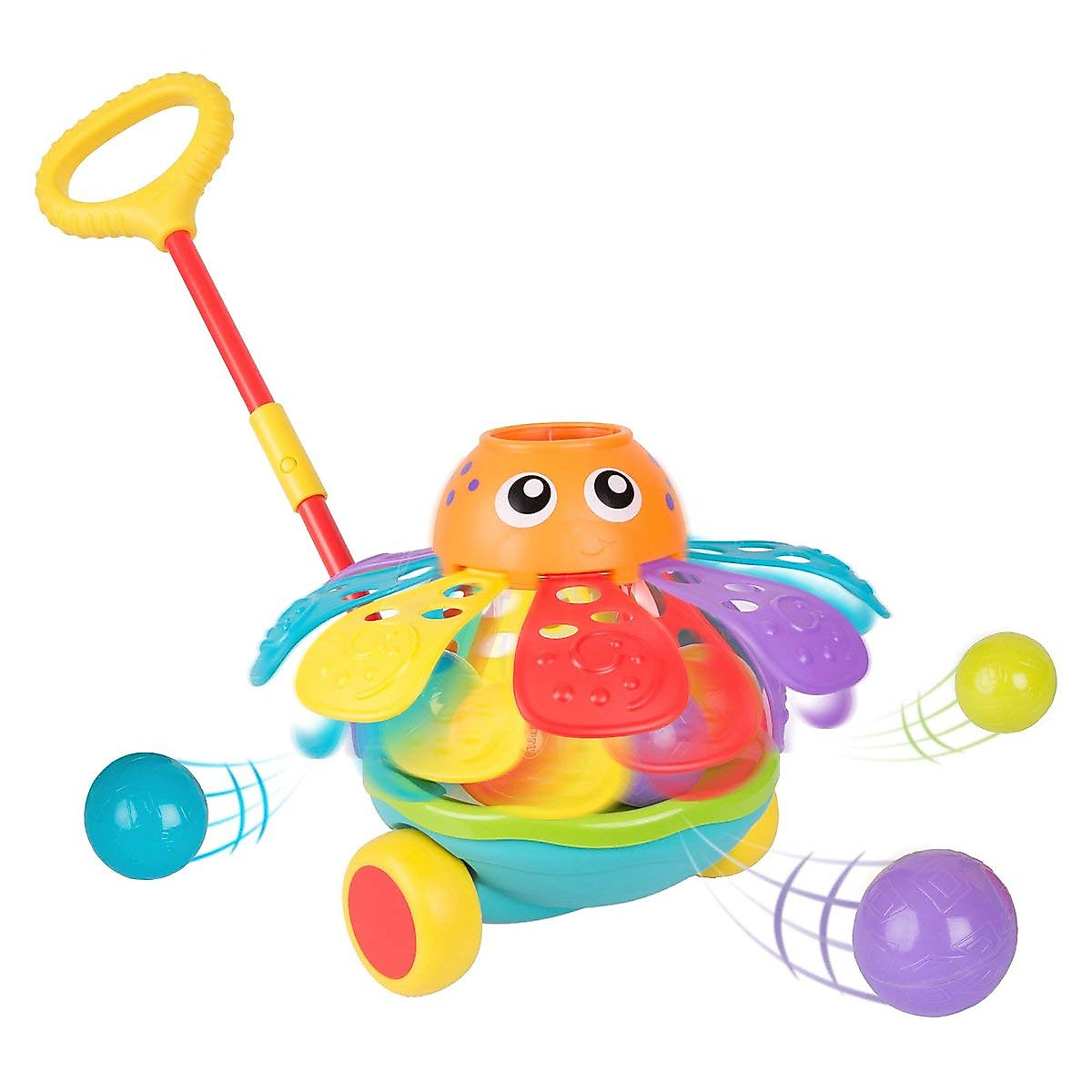 Playgro Baby Toy Push Along Ball Popping Octopus 4086374 for Baby Infant Toddler Children is Encouraging Imagination with STEM/STEAM for a Bright Future - Great Start for A World of Learning