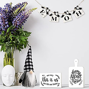11 Pieces Farmhouse Tiered Tray Decor Rustic Home Farmhouse Items Signs Set Tiered Tray Decor Items Home Sweet Home Decor Wooden Home Decor and Gnomes Plush Window Frames Decor for Kitchen Table
