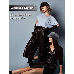 3 Pieces Newsboy Cap Adjustable Visor Beret Soft 8 Panel Vintage Cabbie Hat Octagonal Cap (Light Grey, Camel, Black)