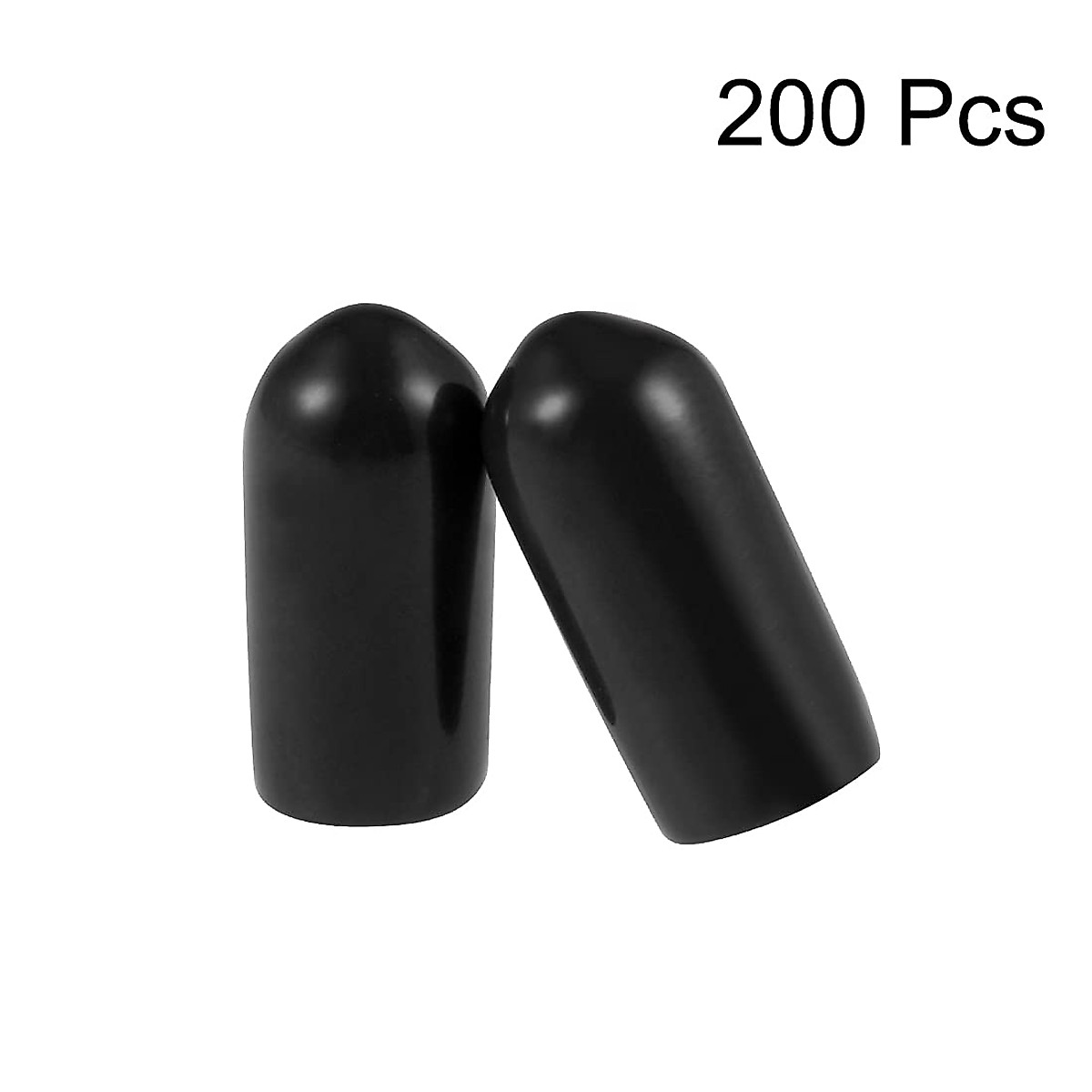 uxcell 200pcs Rubber End Caps 1/4"(6mm) ID Vinyl Round End Cap Cover Screw Thread Protectors Black