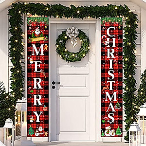 DmHirmg Christmas Porch Banner,Christmas Door Banner,Christmas Decorations, Merry Christmas Banner, Christmas Porch Sign,Christmas Hanging Porch Sign, Xmas Hanging Decoration