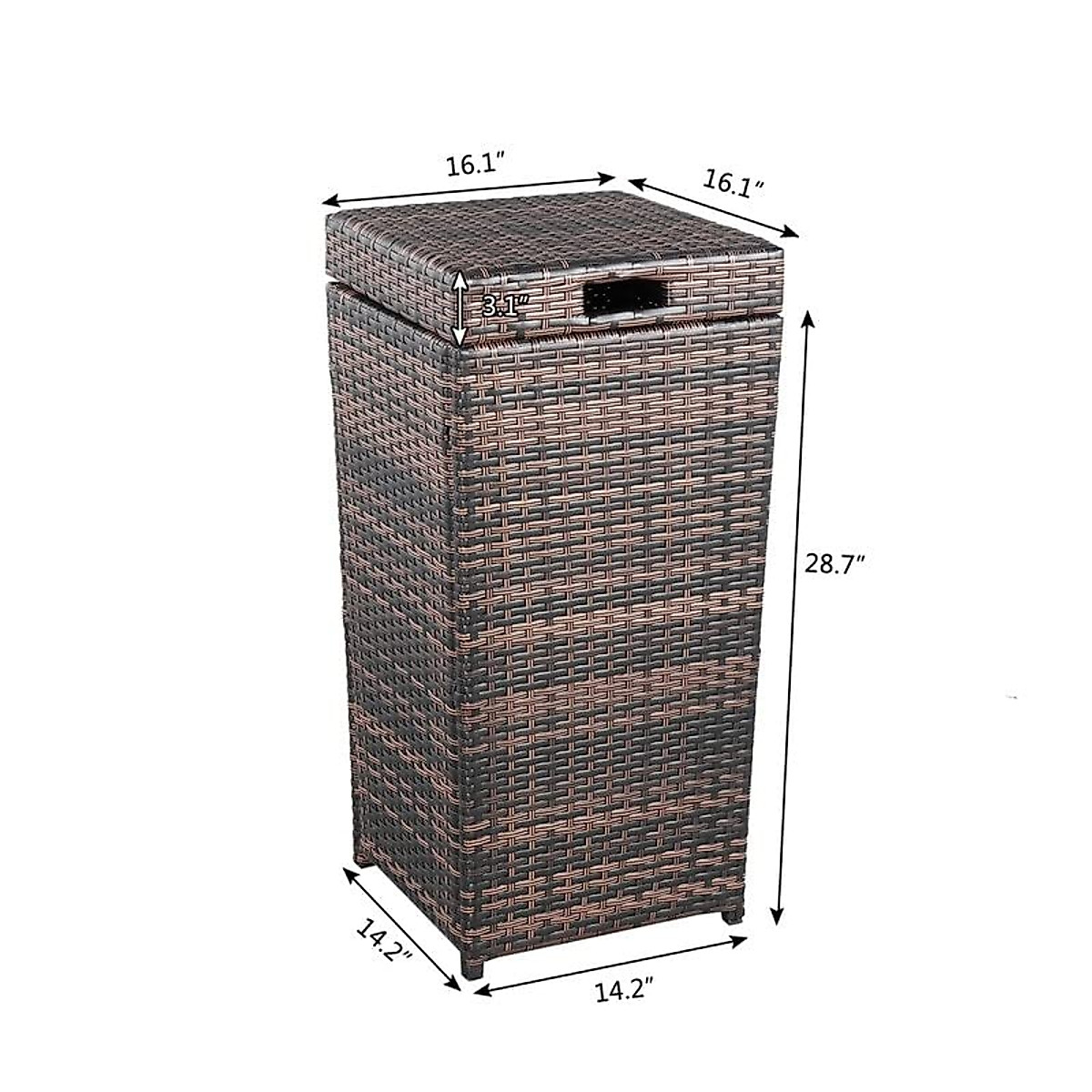 Patio Weather Resistant Wicker Trash Bin Grey