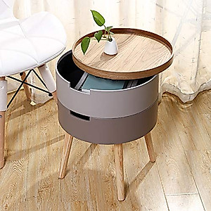 SJYDQ Bedroom Small Simple Bedside Table Round Bedside Table, Side Table Double Drawer Bedside Table
