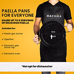 Machika Enamel Paella Pan | Paella Pan | Skillet for Paella and Rice Recipes | Perfect for Indoor & Outdoors | Easy Cleaning | Rust Proof Coating | 8 Servings | 15 inches |