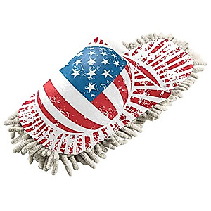 Kigai Microfiber Cleaning Slippers American Flag Stripe Washable Mop Shoes Slipper for Men/Women House Floor Dust Cleaner, Size L
