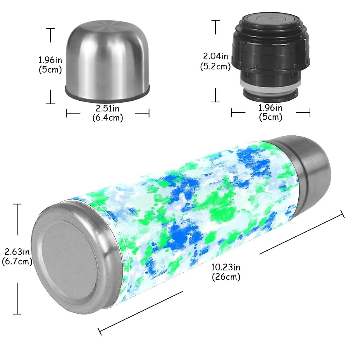 Stainless Steel Leather Vacuum Insulated Mug Abstract Thermos Water Bottle for Hot and Cold Drinks Kids Adults 16 Oz