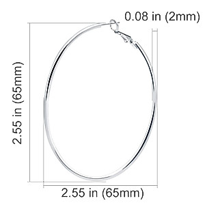 Rugewelry 925 Sterling Silver Post Hoop Earrings,18K White Gold Plated Polished Rounded Hoop Earrings For Women, Gift Box Packaging