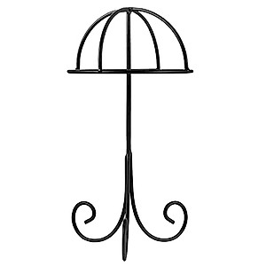 MyGift Modern Wire Tabletop Hat Stand, Matte Black Metal Wig and Cap Holder Display Rack