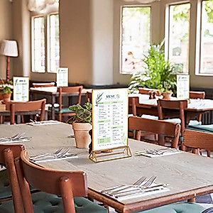 SUPER STAR QUALITY Clear Acrylic 2 Sided Frames with Gold Borders and Vertical Stand (Pack of 12)) | Ideal for Wedding Table Number Holder, Double Sided Sign, Clear Photos, Menu Holders