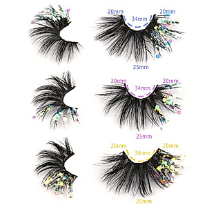 False Eyelashes Dramatic Glitter Lashes Fluffy Drag Queen Mermaid Makeup DIY Lashes Decorative Eyelashes 3 Different Style FANXITON Fake Eyelashes Multipack