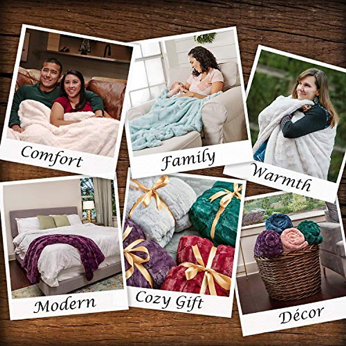 Chanasya Fuzzy Faux Fur Rectangular Embossed Throw Blanket - Super Soft and Warm Lightweight Reversible Sherpa for Couch, Home, Living Room, and Bedroom Décor (50x65 Inches) Orange