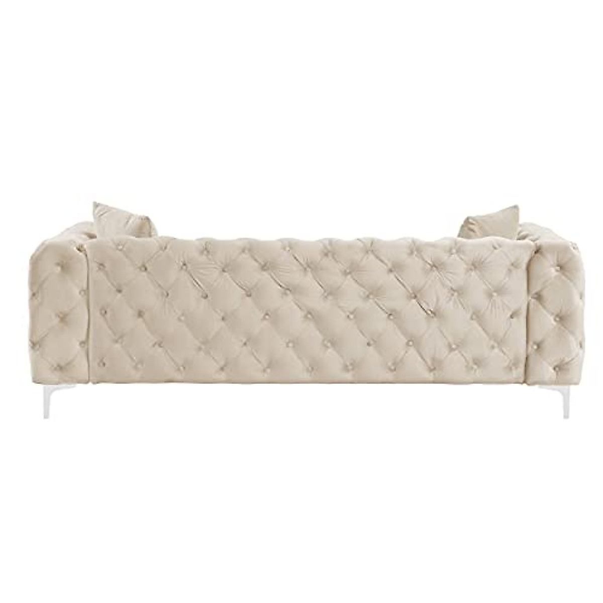 Morden Fort Modern Contemporary Sofa Couch with Deep Button Tufting Dutch Velvet, Solid Wood Frame and Iron Legs-Beige