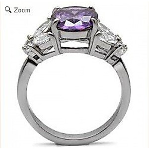 Marshal Imports 4 Ct Stainless Steel Butterfly Cocktail Ring with Amethyst Oval Cut Cubic Zirconia (9)