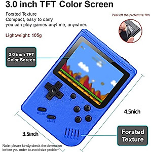 Triyilove Handheld Game Console, Retro Game Console with 500 Classic FC Games 3 Inch Screen 1020mAh Rechargeable Battery Portable Game Console Support TV Connection & 2 Players for Kids Adults (Blue)