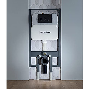 Casta Diva In-Wall Toilet Combo Set Incl. Wall Hung Toilet Bowl and Seat, Toilet Tank and Carrier System, For 2x4 / 2x6 Studs