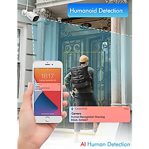 Topodome Wi-Fi Bullet Security Camera Outdoor,1080P RTSP IP WiFi Surveillance Camera, Humanoid Detect/ 2-Way Audio/Siren Alarm/SD Card/Night Vision, Weatherproof IP66 Metal Case (White)