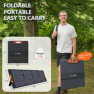 ALLWEI 200W Portable Solar Panel for 1200/2000W Power Station Solar Generator, Foldable 3-in-1 Outputs 18V Solar Charger with Adjustable Kickstand, Waterproof IP68 for Camping Fishing Home Off Grid