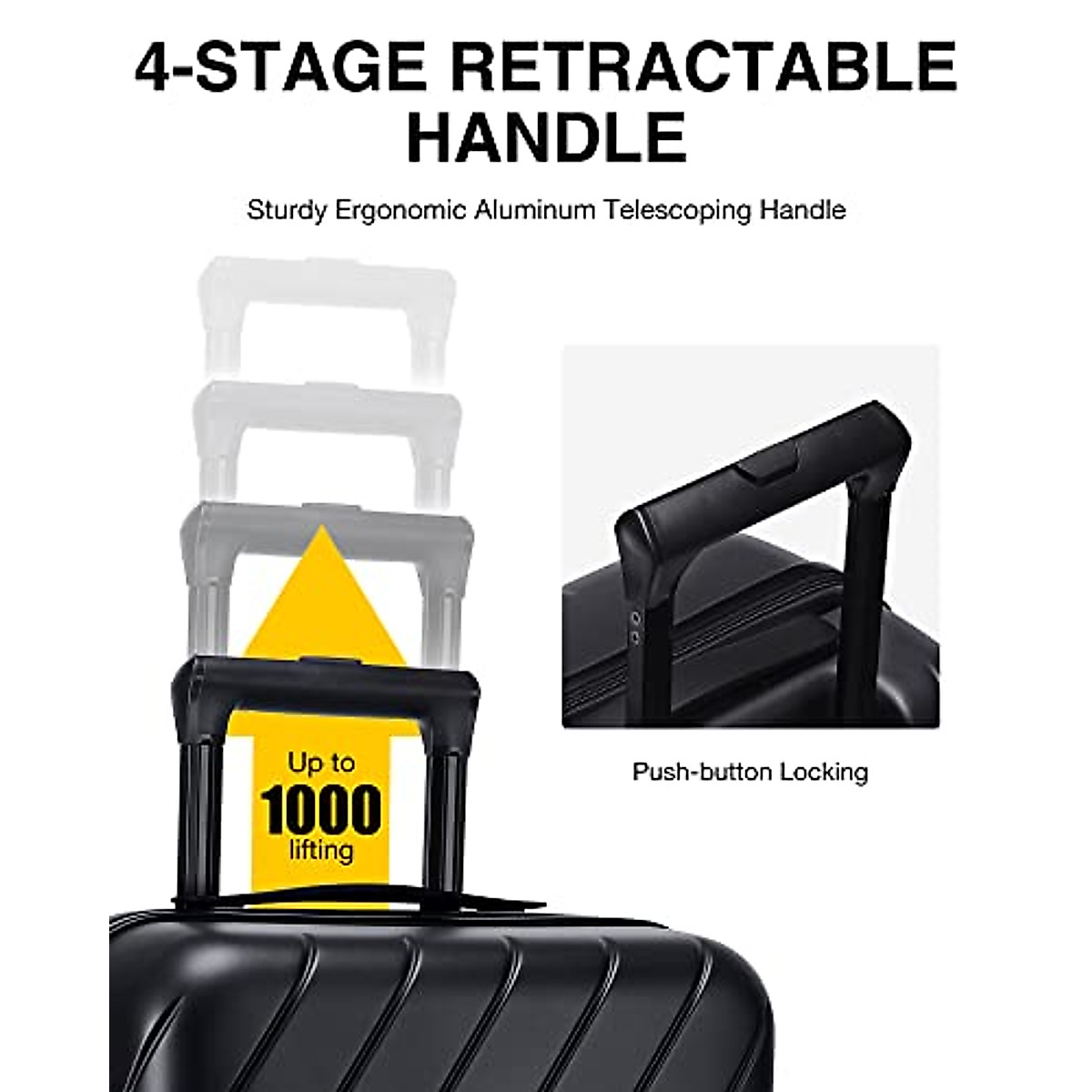 BAGSMART Carry On Luggage 22x14x9 Airline Approved, 1OO% PC Lightweight Carry On Hardside Suitcase, 20 Inch Hard Shell Luggage with Spinner Wheels, Waterproof Rolling Suitcase for Men and Women, Black