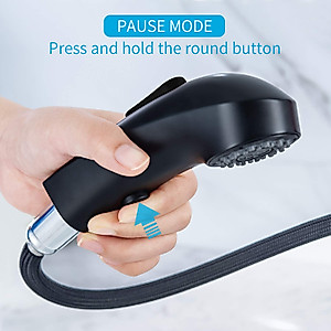 MIAOHUI Matte Black Vessel Sink Faucet, Pull Out Tall Bathroom Faucet, Single Hole Bathroom Sink Faucet with 3 Modes Pull Down Sprayer, One Handle Modern Vanity Faucet, Farmhouse Lavtory Faucet