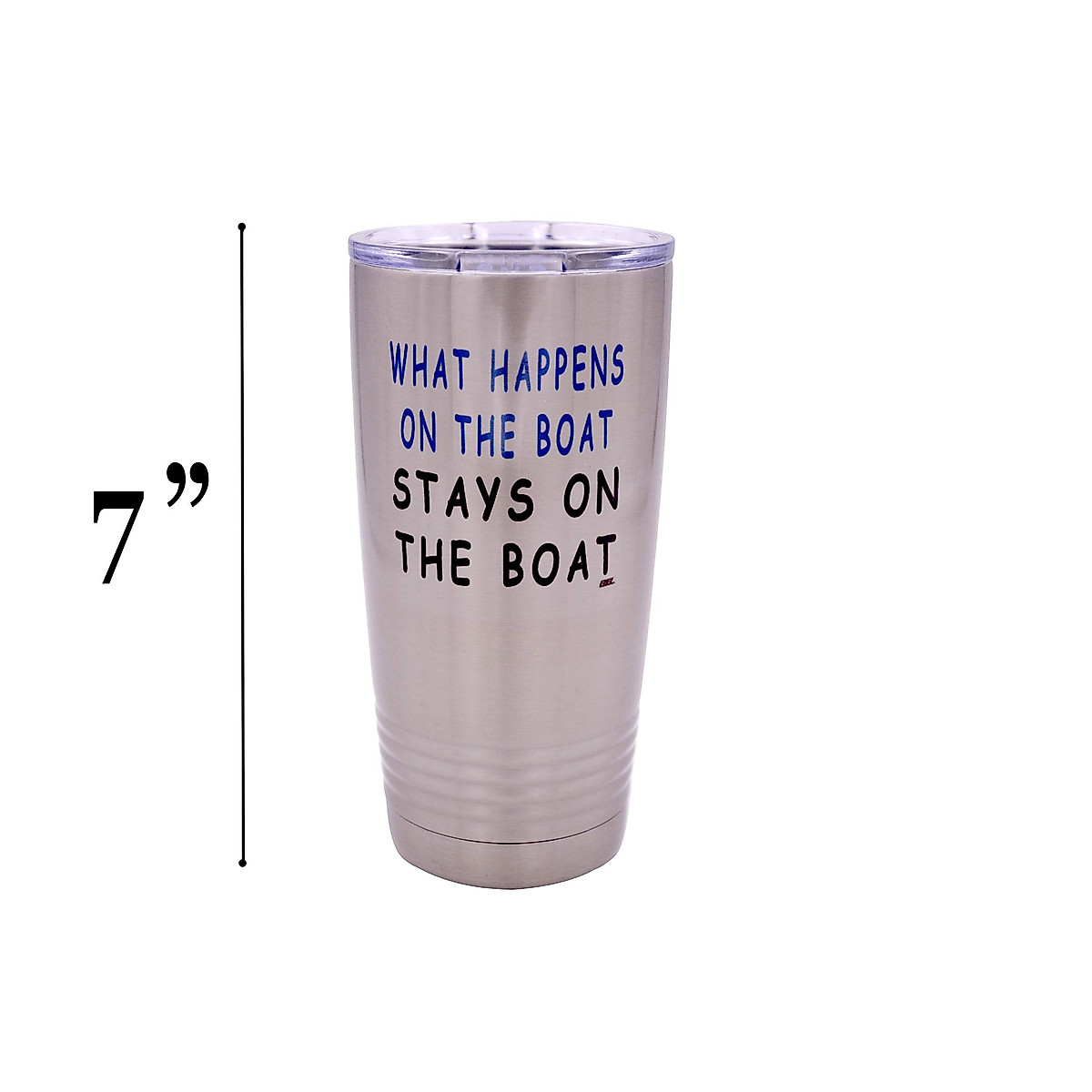 Rogue River Tactical Large Funny Fishing 20 Ounce Travel Tumbler Mug Cup w/Lid What Happens on The Boat Stays On The Boat Fishing Gift Fish