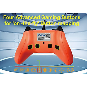 VISIONHMD Enhanced Wired Controller for Xbox Series X|S With 4 Remappable Buttons, 4 Motor Vibration sand 3.5mm Stereo Headset Jack, Compatible with Xbox One and PC/Laptop Windows7/8/10-Red