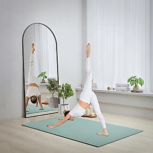 MEETDH Full Length Body Mirror, Arched Long Mirror, Black Body Mirror for floor & Wall, Large Metal Wall Mirror 65x22 inch, Tall Dressing Mirror for Bedroom, Living Room