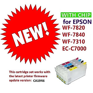 inkxpro Remanufactured Empty Cartridges with Single-use Chip for Epson 812XL 812 XL Fit for Workforce Pro WF-7840 WF-7820 WF-7310 Printer for Regular or Sublimation Printing (BK+C+M+Y)